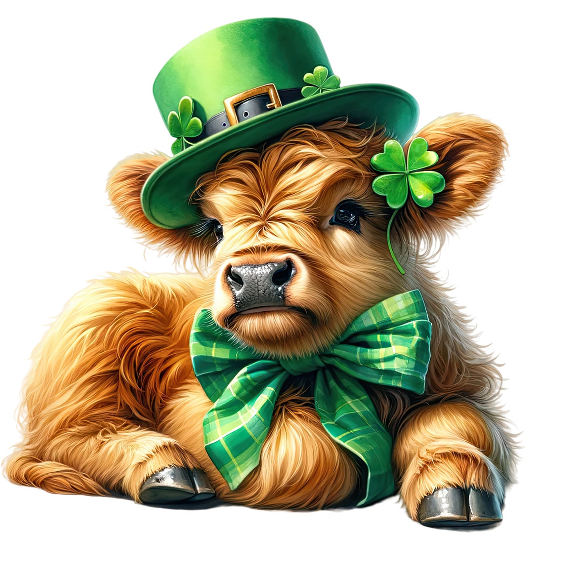 Watercolor St Patricks Highland Cow Clipart, Highland Cow Clipart ...