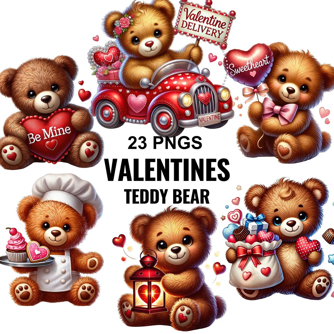 Valentines Bear Collection Clipart, Valentines Day Clipart, Valentines ...