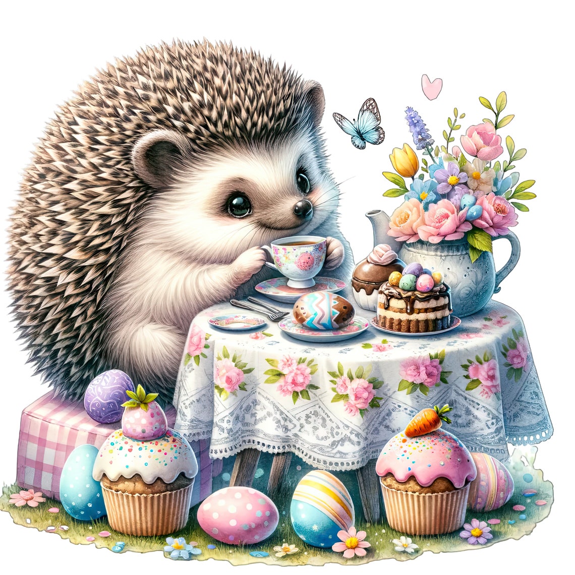Easter Hedgehog Clipart, Hedgehog Easter Eggs, Spring Hedgehog Clipart ...