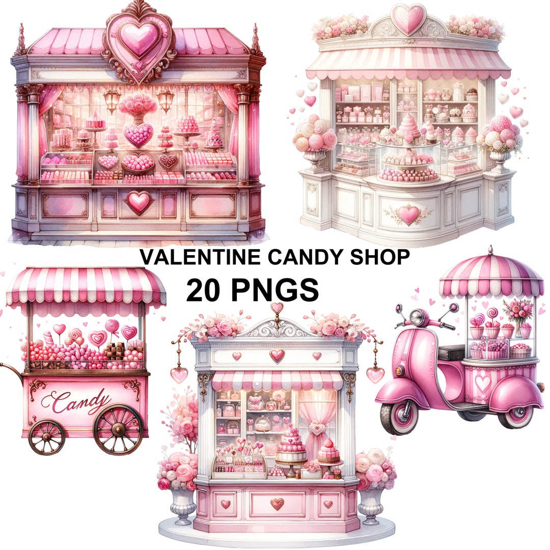 Cute Valentine Candy Shop Clipart, Candy Shop Clipart, Valentine Candy ...