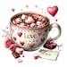 Love Hot Chocolate Clipart: Valentine Mugs, Pink Cocoa (digital ...