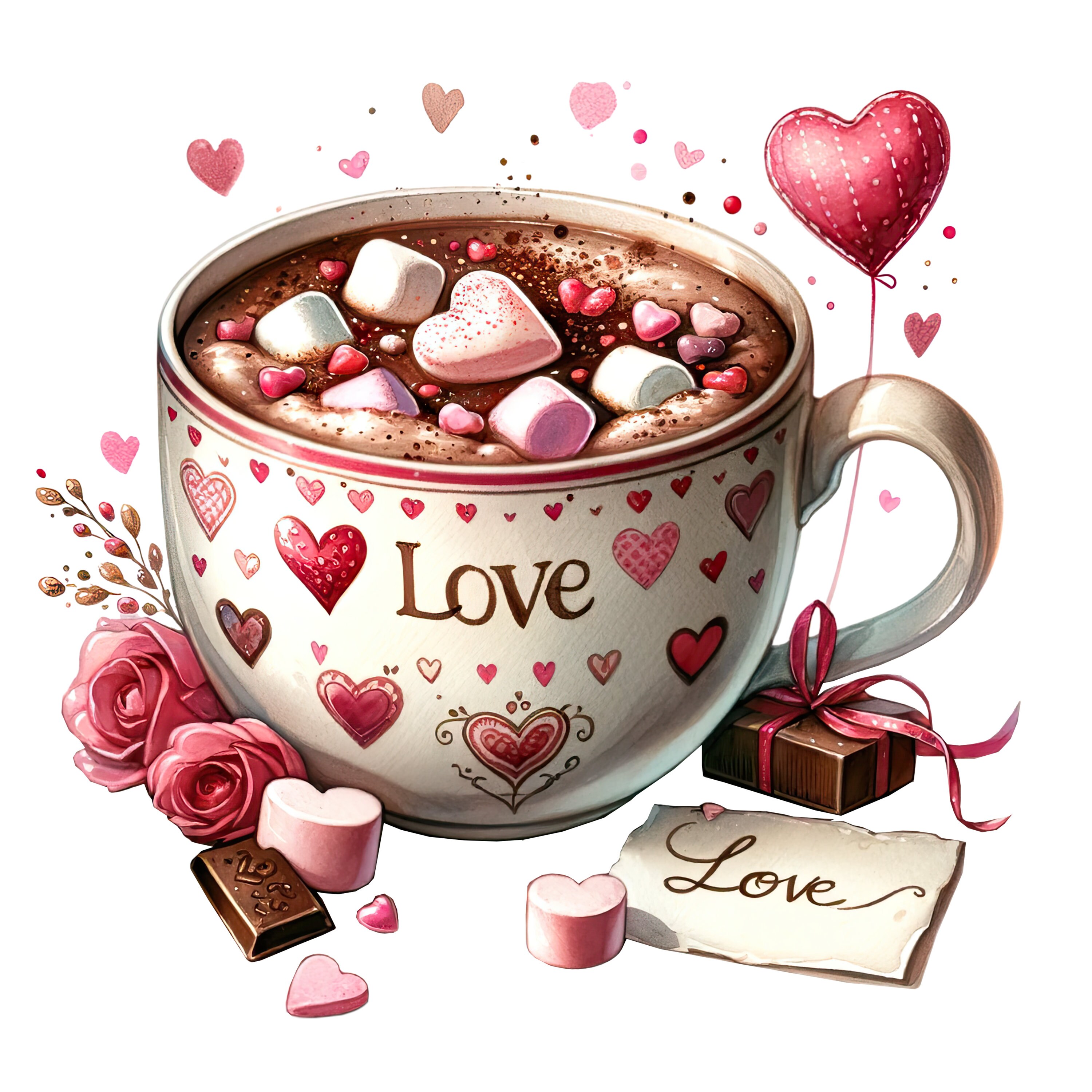 Love Hot Chocolate Clipart, Drink Sublimation, Hot Cocoa Clipart ...