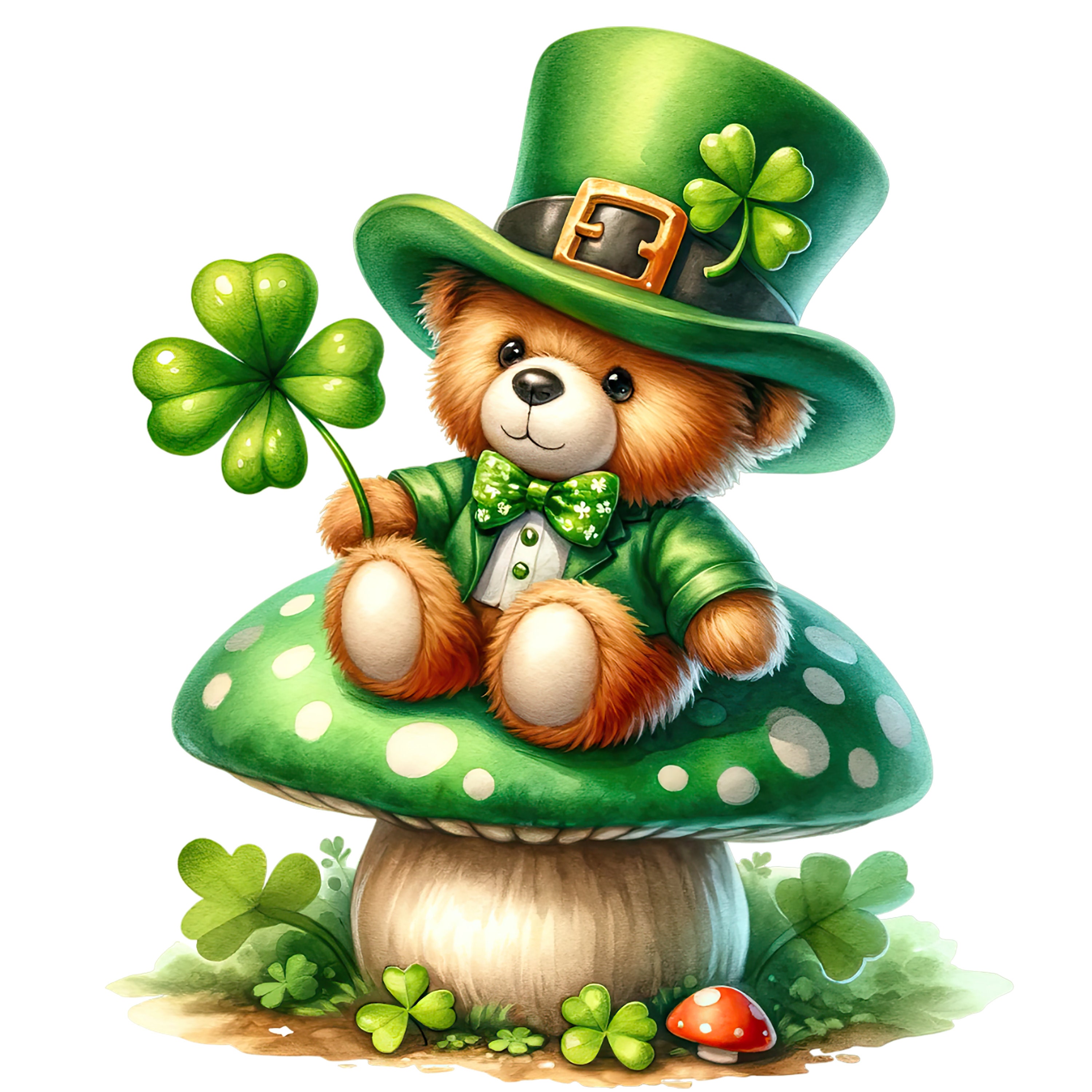 St Patrick's Day Teddy Bear Clipart: 23 PNG Graphics (digital Download ...