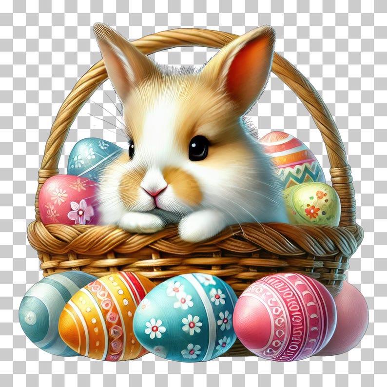 Easter Bunny & Chick Clipart: Floral Spring PNG (digital Download) - Etsy