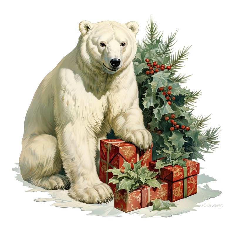 Christmas Polar Bear Clipart PNG Bundle, 21 Festive Holiday Bear ...