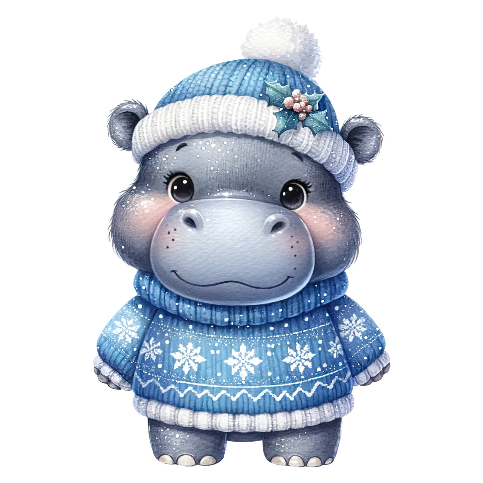 Watercolor Cute Christmas Animal Clipart, Christmas Animals Clipart ...