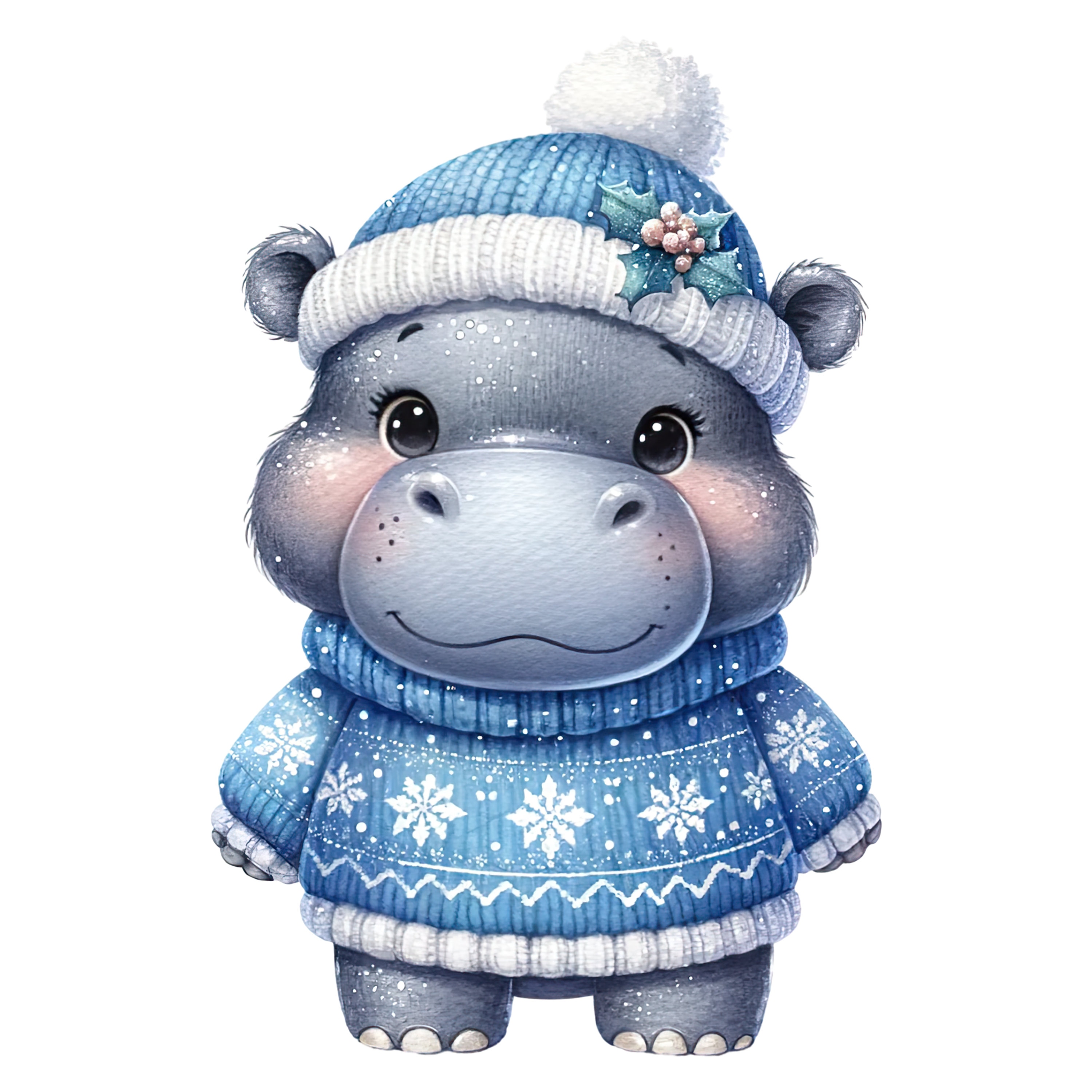 Watercolor Cute Christmas Animal Clipart, Christmas Animals Clipart ...