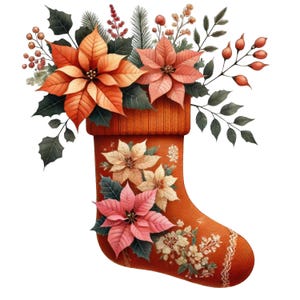 Watercolor Christmas Stocking Clipart: Holiday PNG Graphics (digital ...