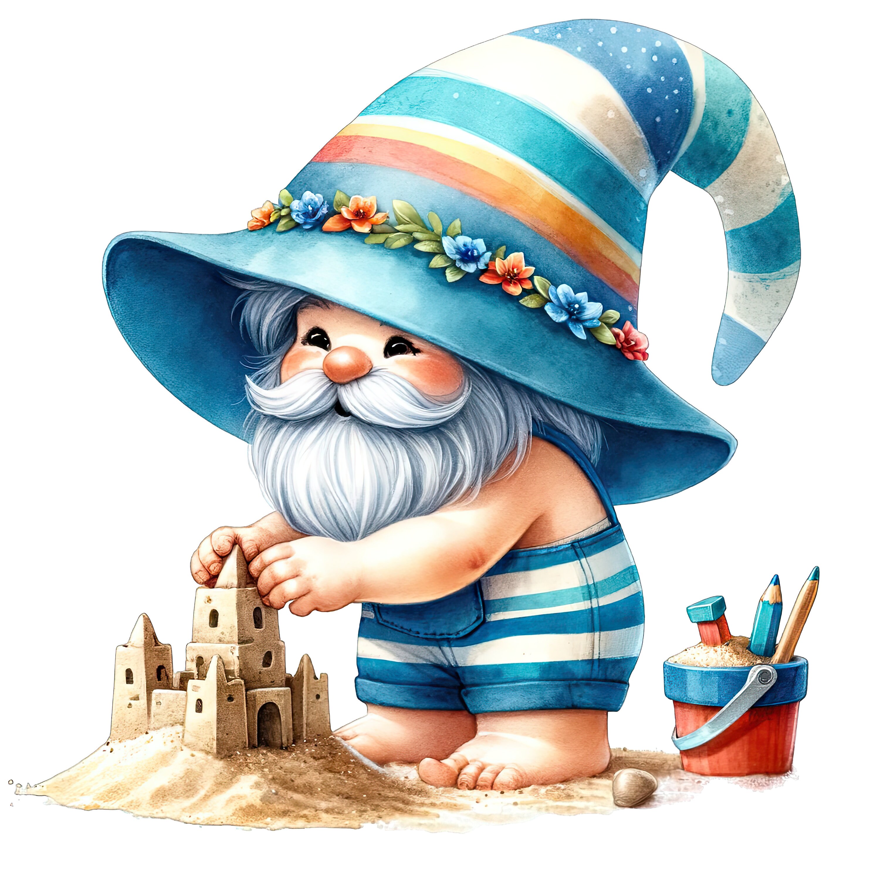 Watercolor Beach Gnome Clipart, Gnome Summer Beach, Cute Gnomes Png ...