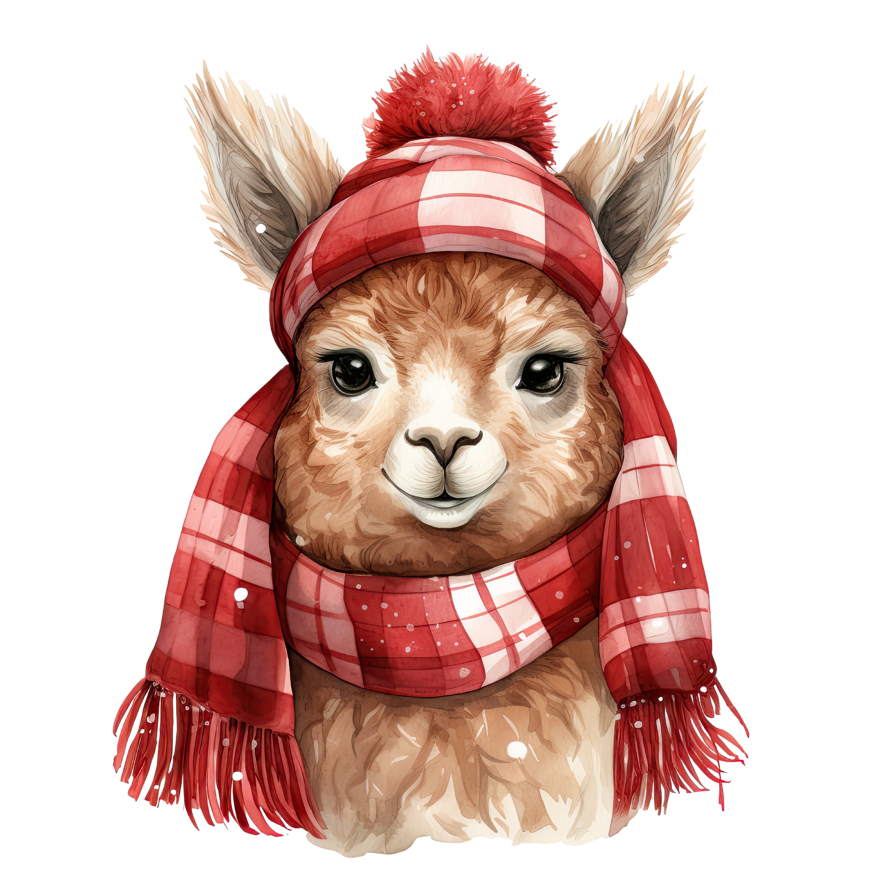Christmas Alpaca Clipart, Alpaca Clipart, Watercolor Alpaca Clipart ...