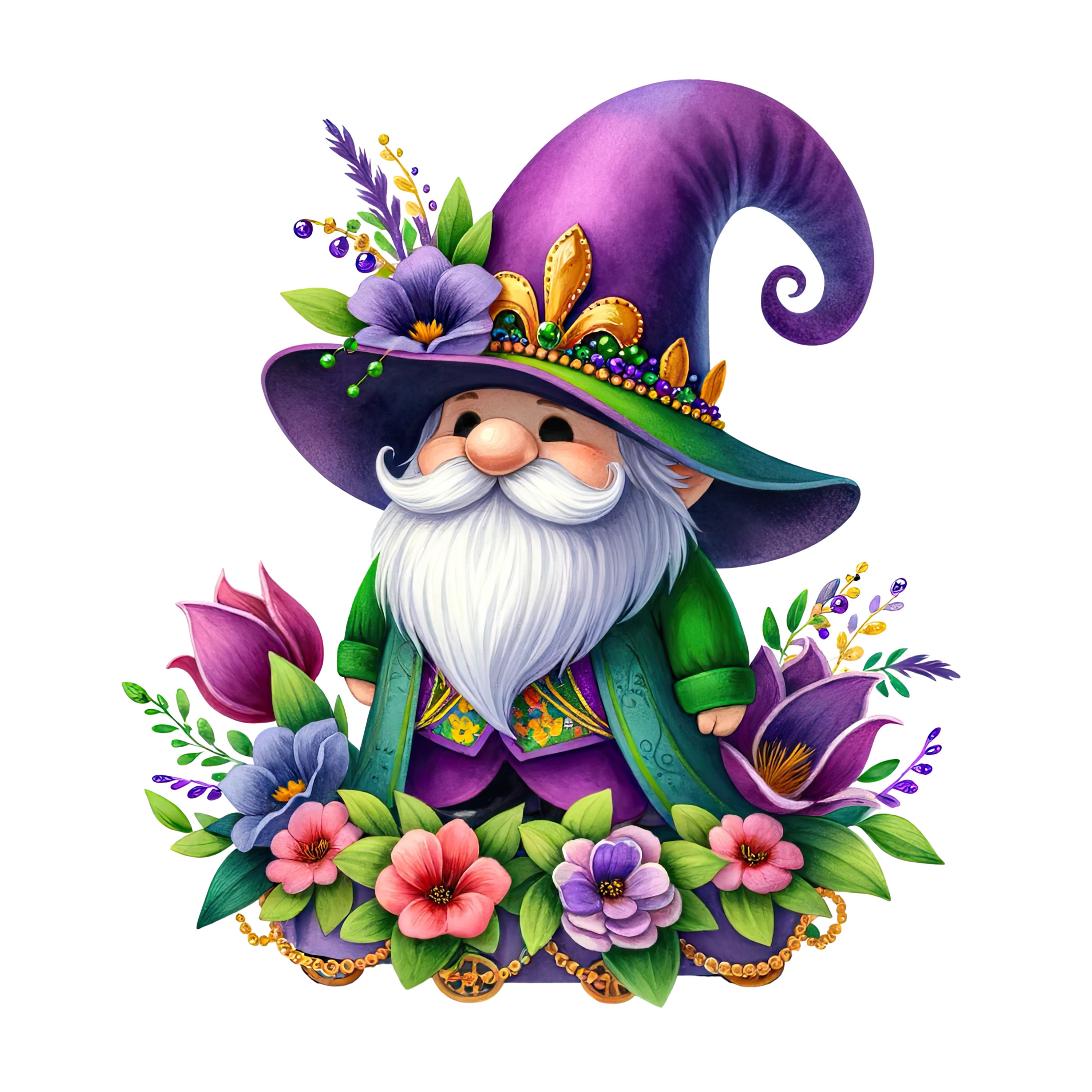 Watercolor Mardi Gras Gnome Clipart, Carnival PNG, Festive Gnomes ...