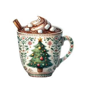 Watercolor Hot Chocolate Clipart, Hot Cocoa Clipart, Christmas Drink ...