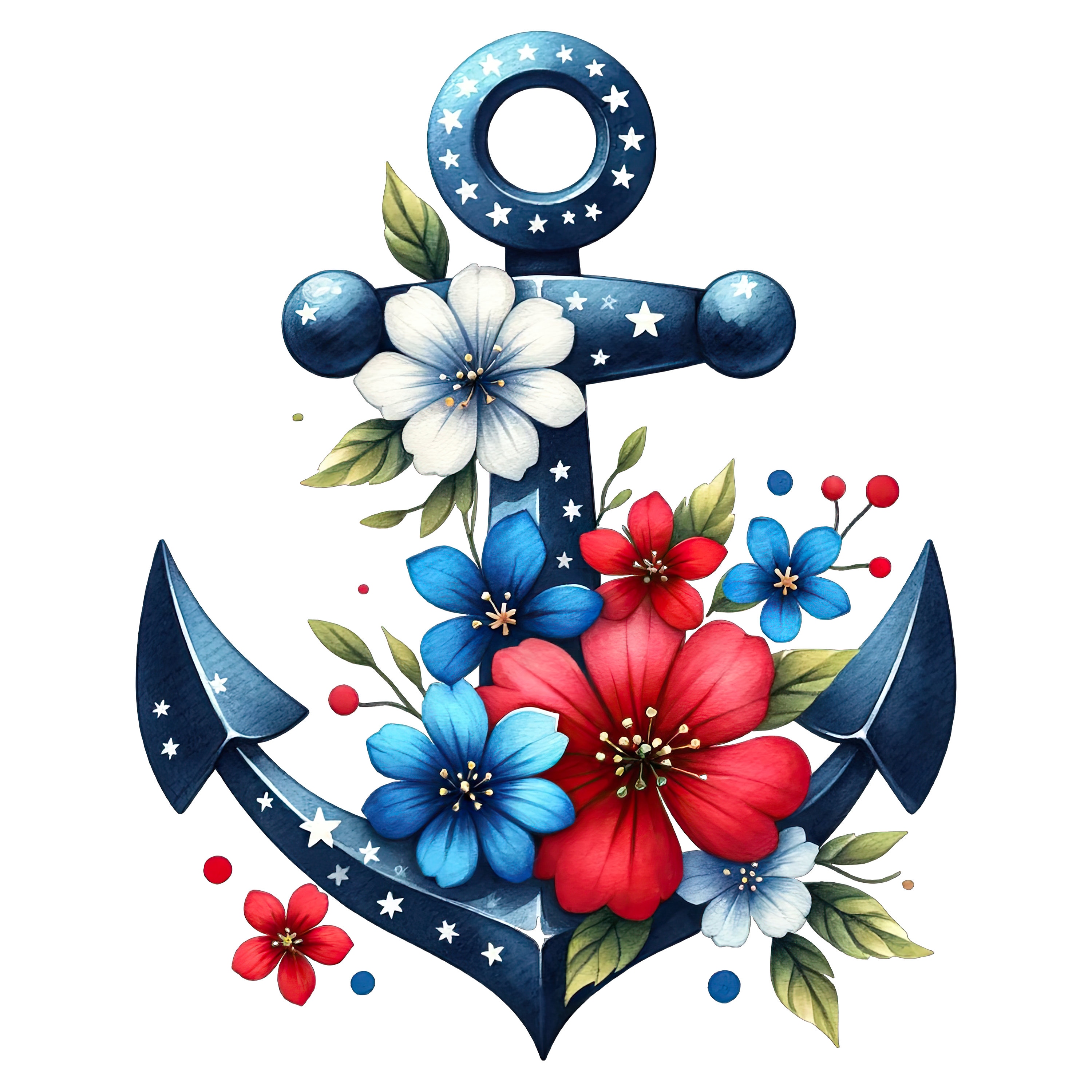 Floral Anchor Clipart, Anchor Clipart, Nautical Clipart, Floral Anchors ...