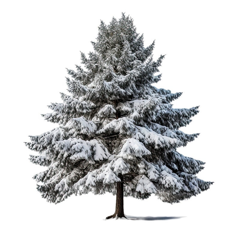 Snowy Christmas Tree Clipart: Watercolor Evergreen Pngs (digital ...