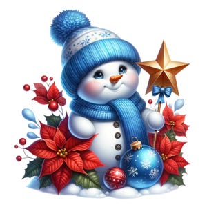 Christmas Snowman Clipart Bundle: Festive Holiday Graphics (digital ...