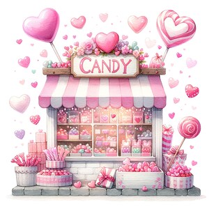 Cute Valentine Candy Shop Clipart, Candy Shop Clipart, Valentine Candy ...