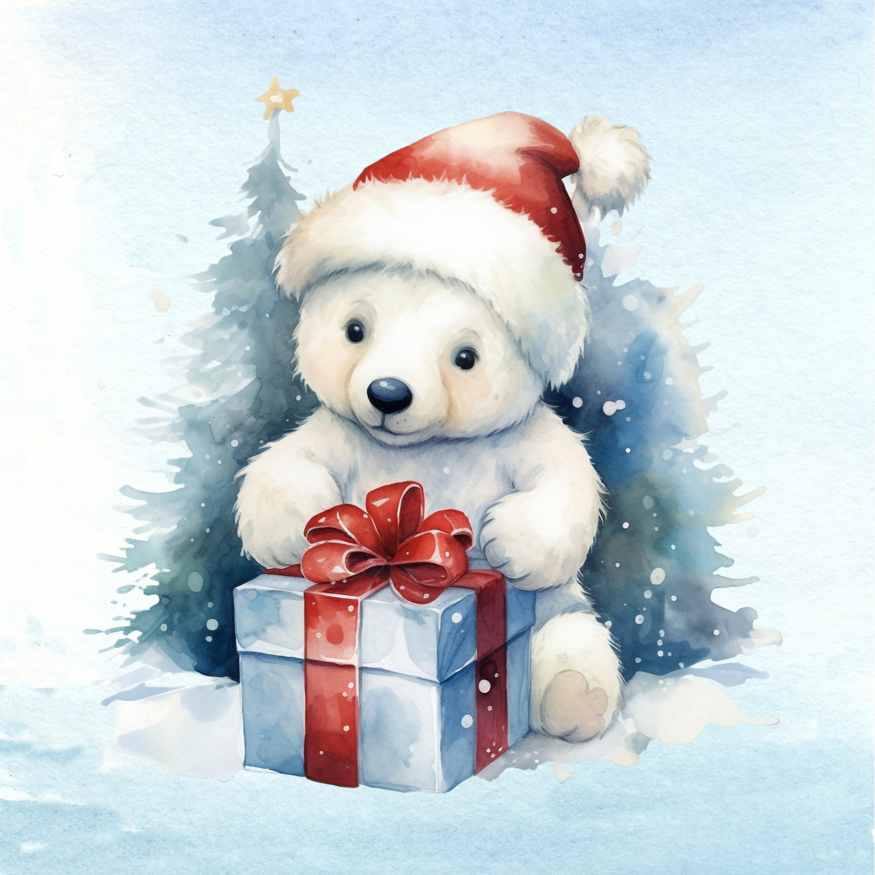 Christmas Polar Bear Clipart, Watercolor Christmas Polar Bear PNG ...