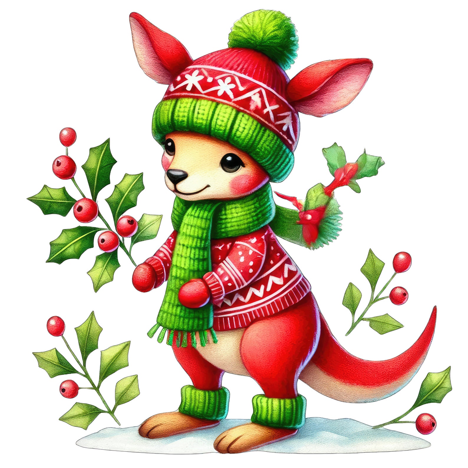 Christmas Animals Clipart, Winter Animal Clip Art, Christmas Watercolor ...