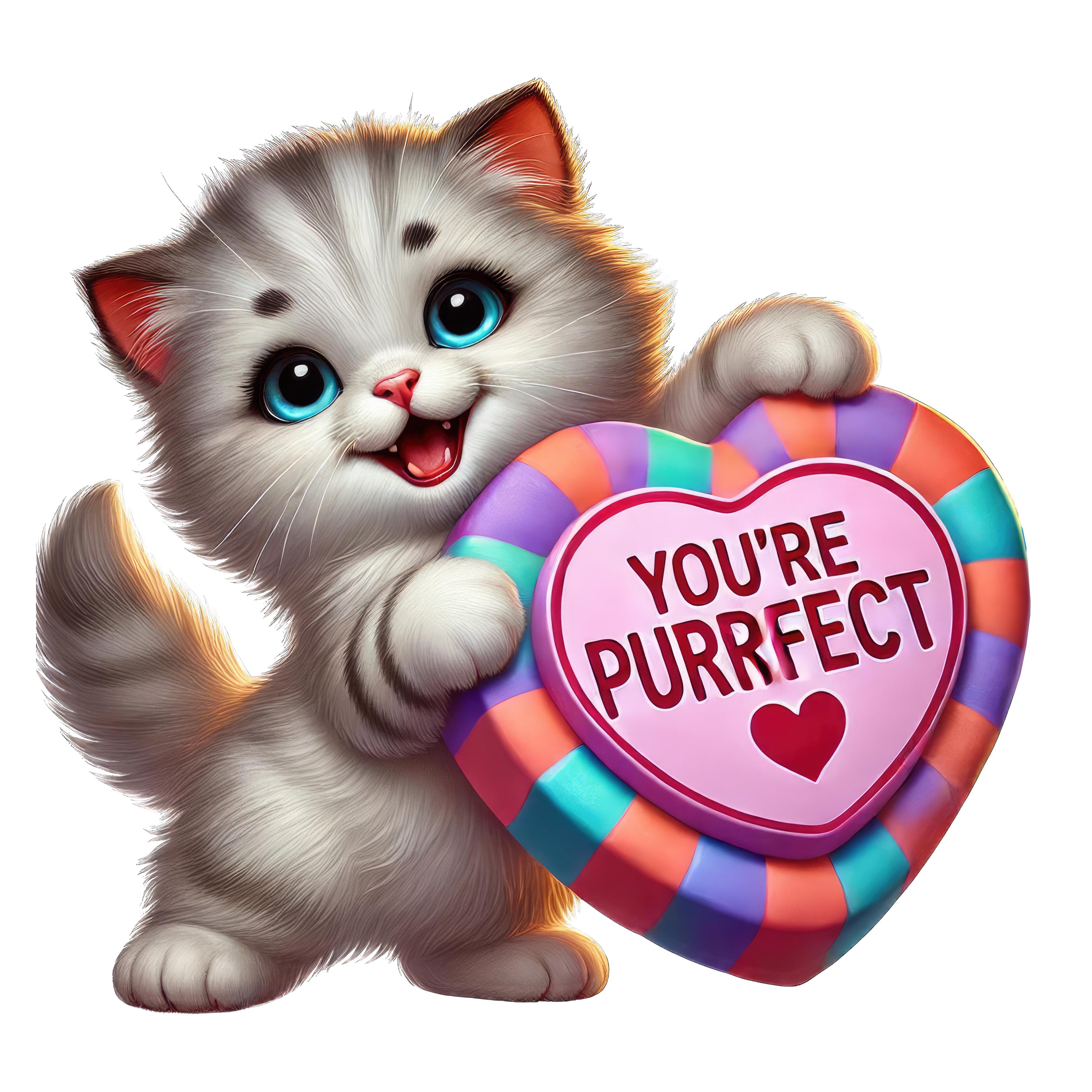 Cute Valentines Kitten Clipart, Kitten PNG, Valentine Png Bundle ...