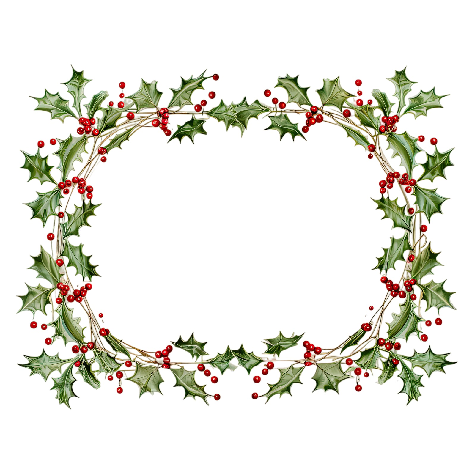 Watercolor Christmas Holly Frame Clipart: Festive PNG Frames (digital ...