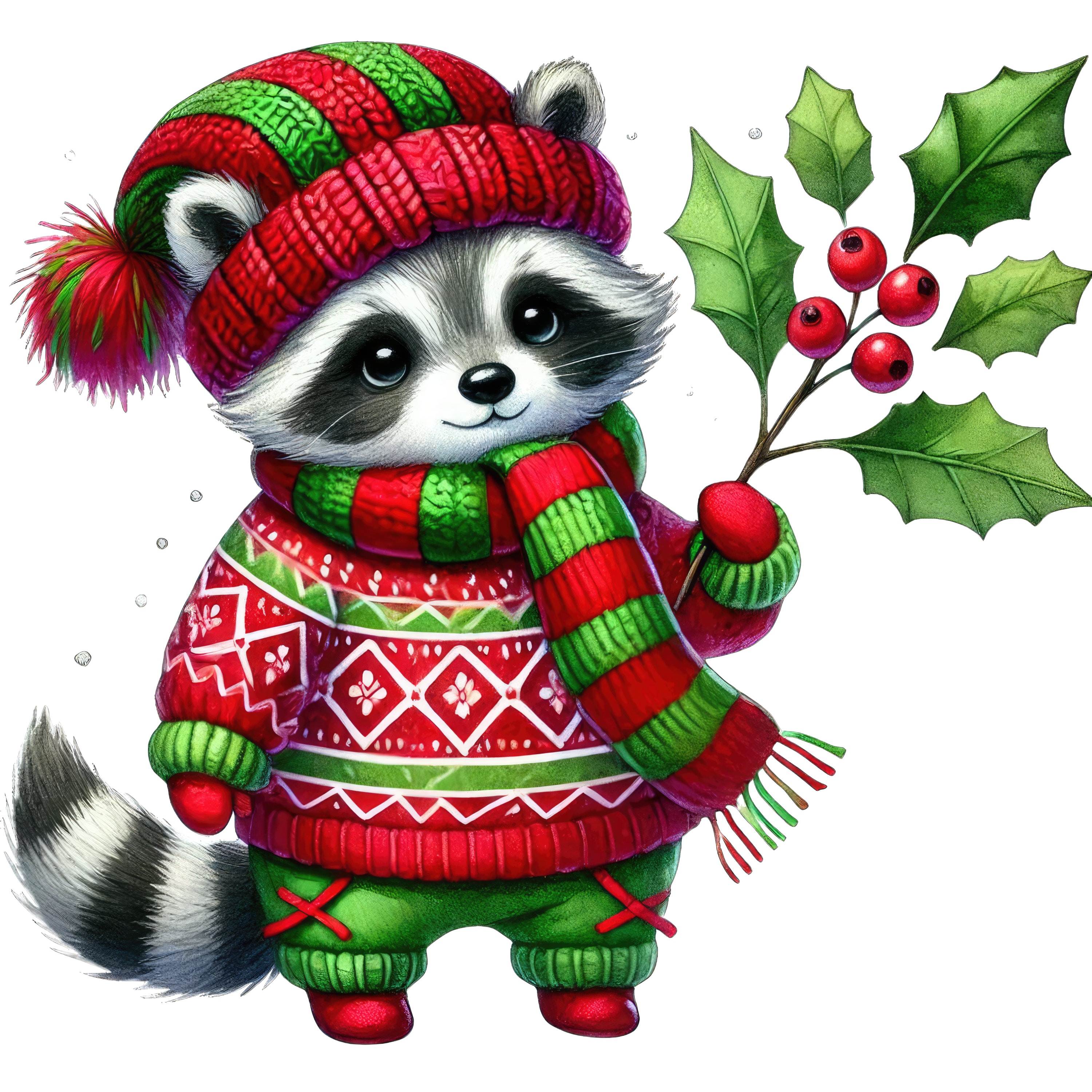 Christmas Animals Clipart, Winter Animal Clip Art, Christmas Watercolor ...