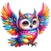 Sparkling Owl Clipart: Colorful Baby Owl PNG (digital Download) - Etsy