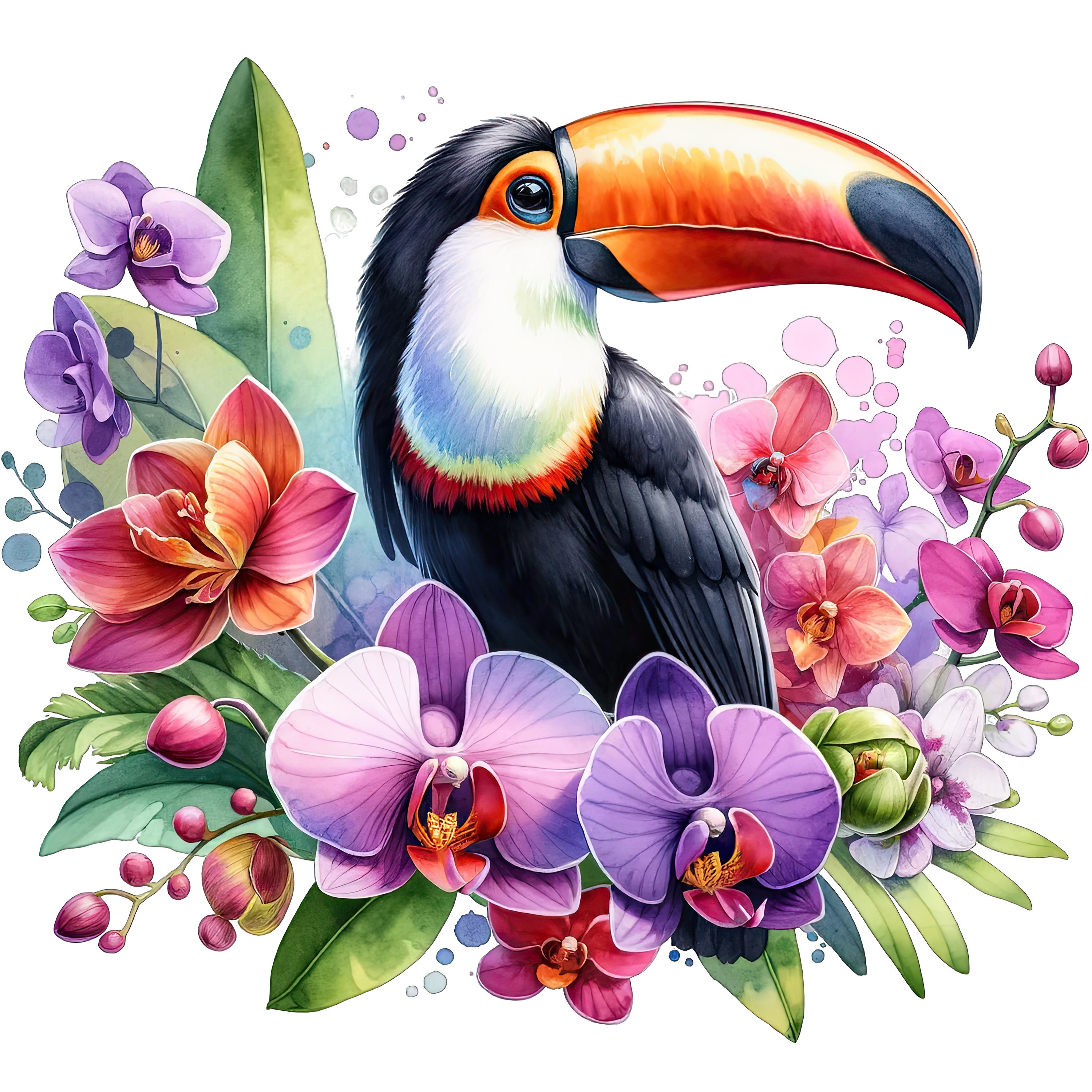 Floral Bird Clipart, Bird Graphics, Flower Bird Prints, Flower Bird ...