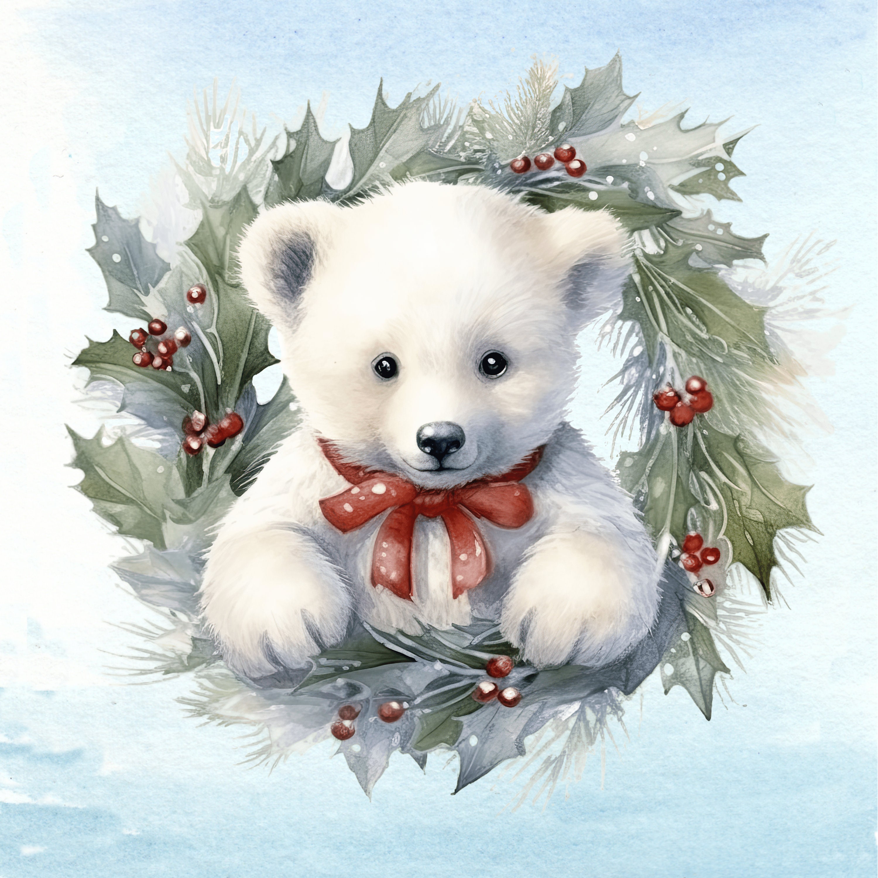 Christmas Polar Bear Clipart, Watercolor Christmas Polar Bear PNG ...