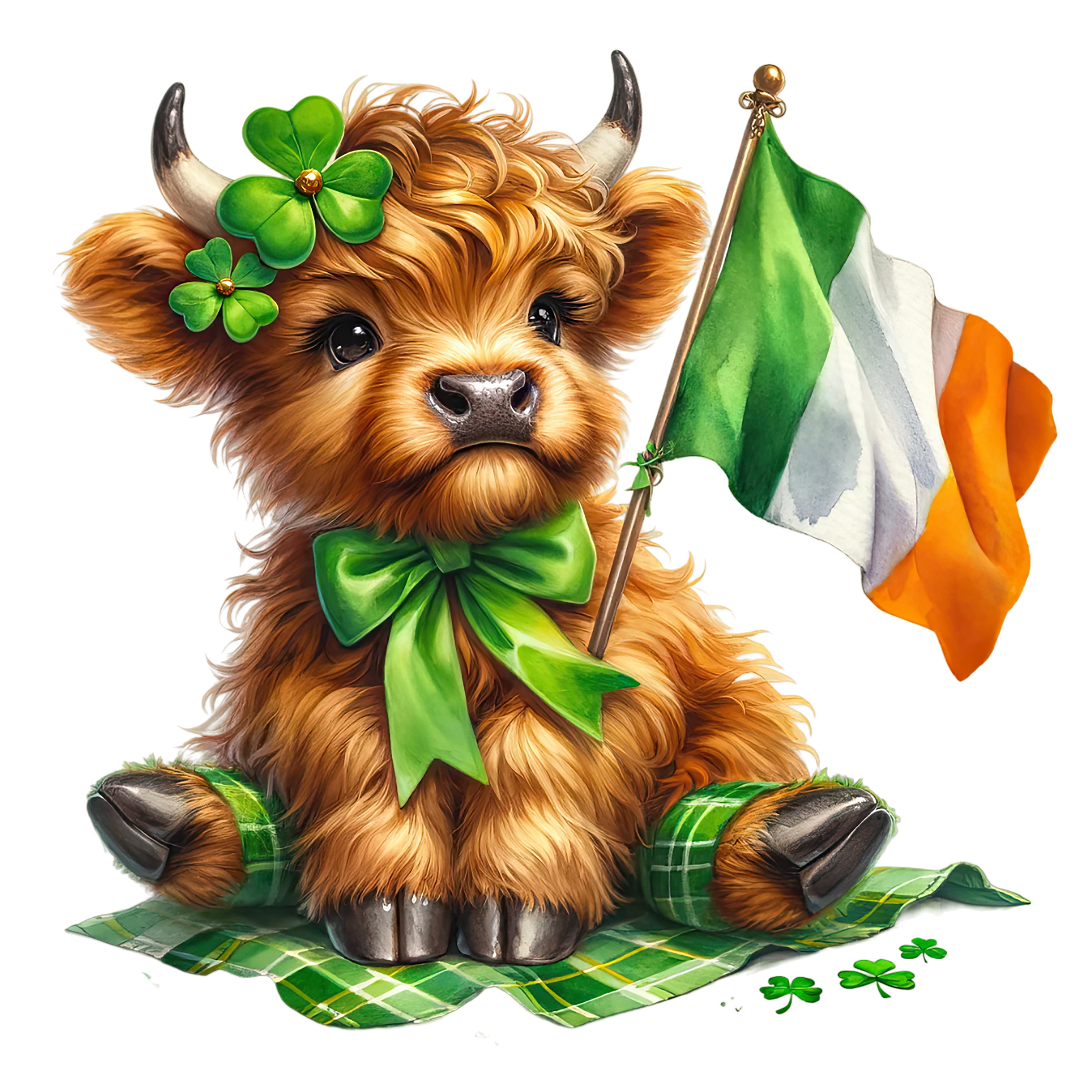 Watercolor St Patrick's Highland Cow Clipart (digital Download) - Etsy