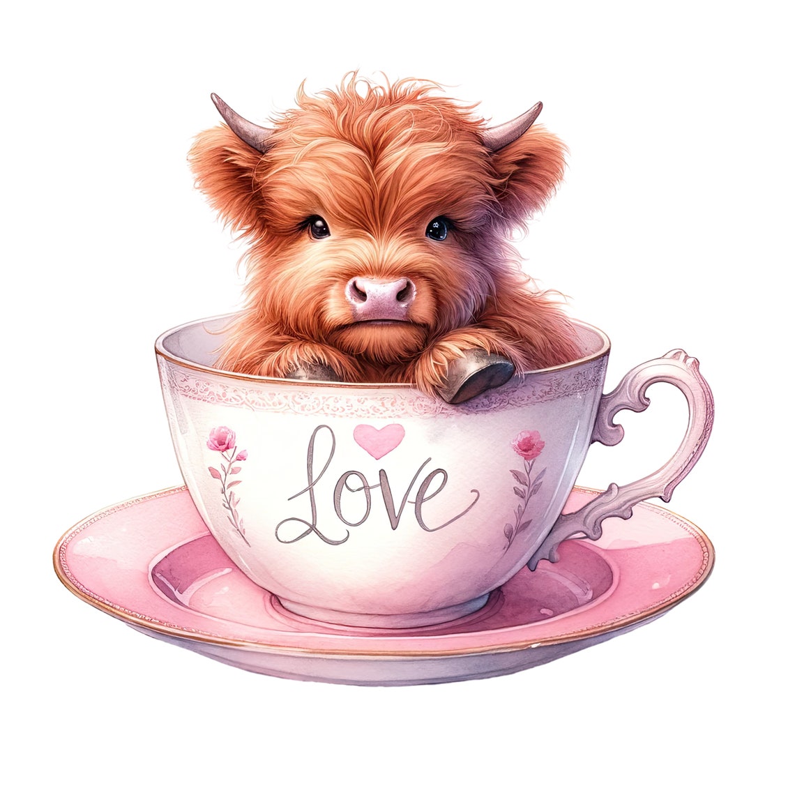 Valentines Highland Cow Clipart, Highland Cow Png,valentines Day ...