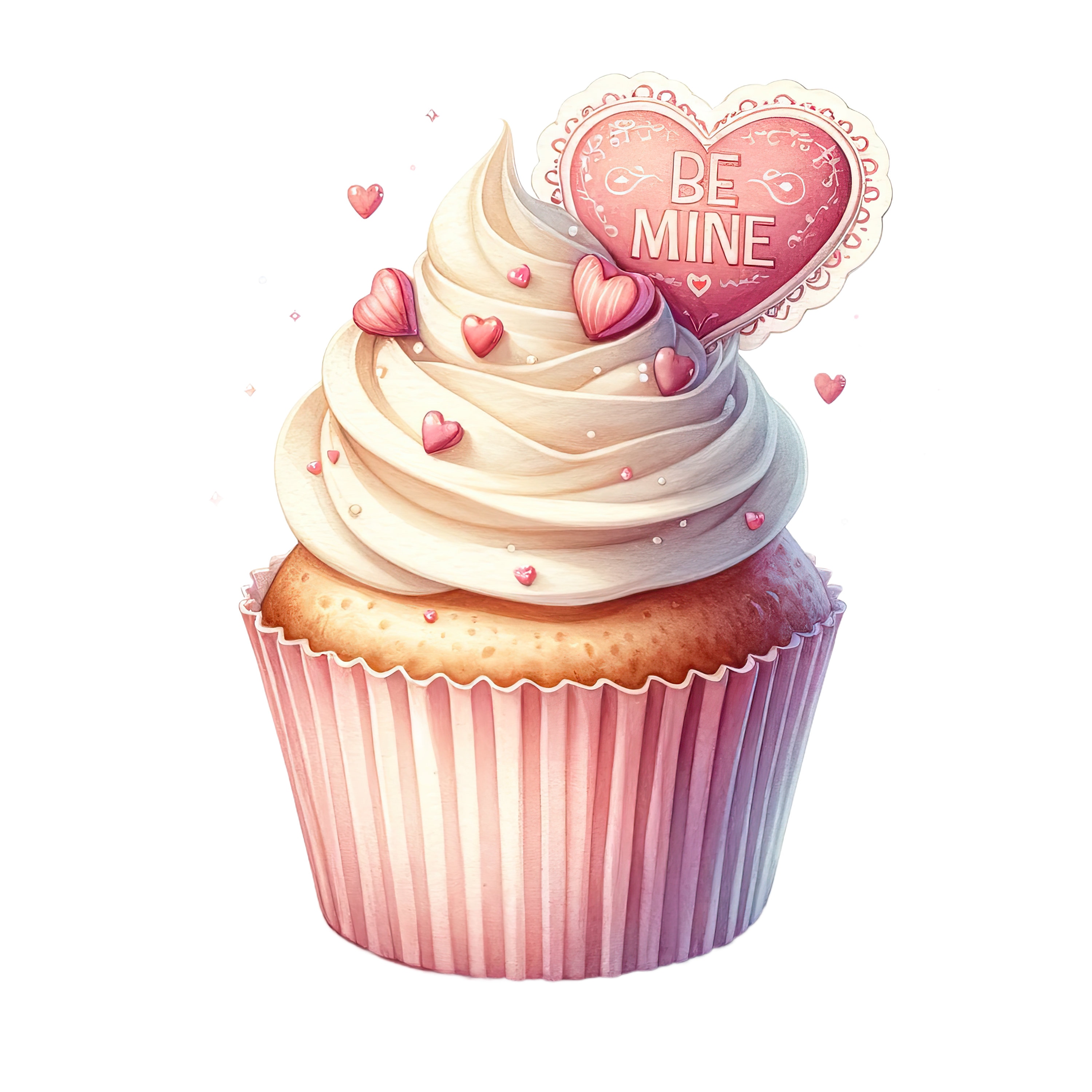 Watercolor Valentines Cupcakes Clipart, Valentine Cupcake Clipart ...
