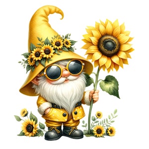 Sunflower Gnome Truck Clipart: Rustic Farmhouse PNG (digital Download ...