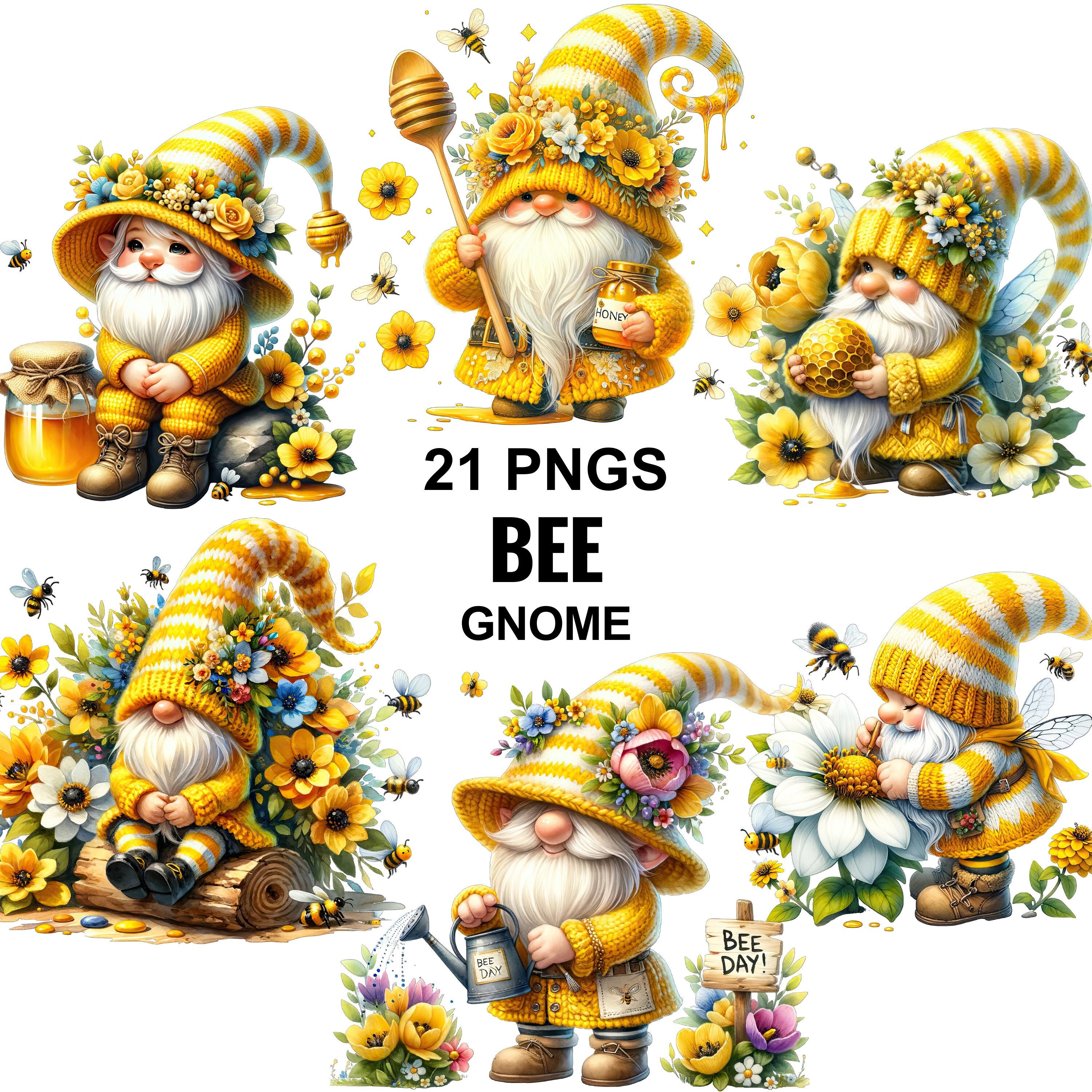Bee Gnome Watercolor Clipart: Spring & Summer Gnomes (digital Download ...