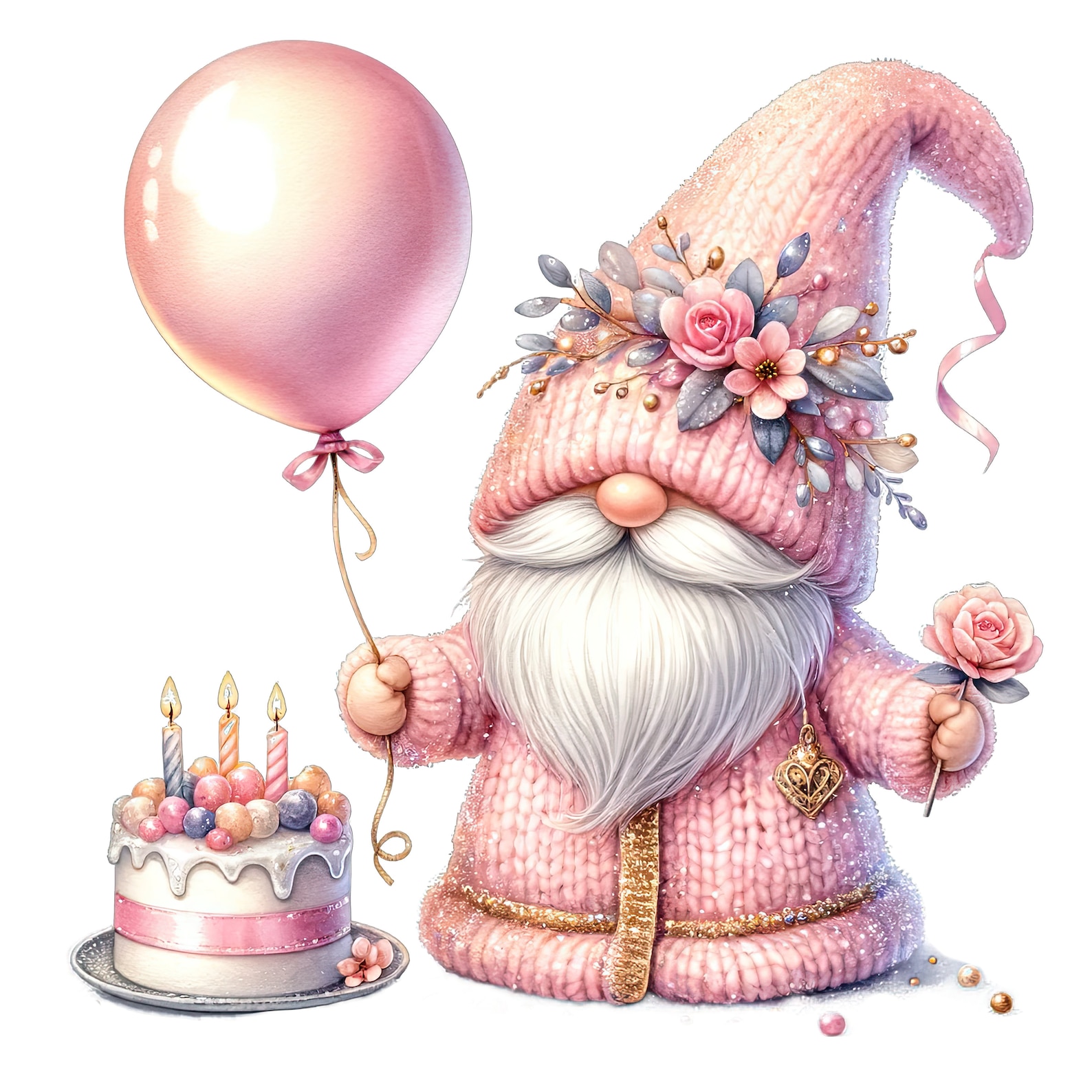 Watercolor Birthday Gnome Clipart: 23 PNG Graphics (digital Download ...