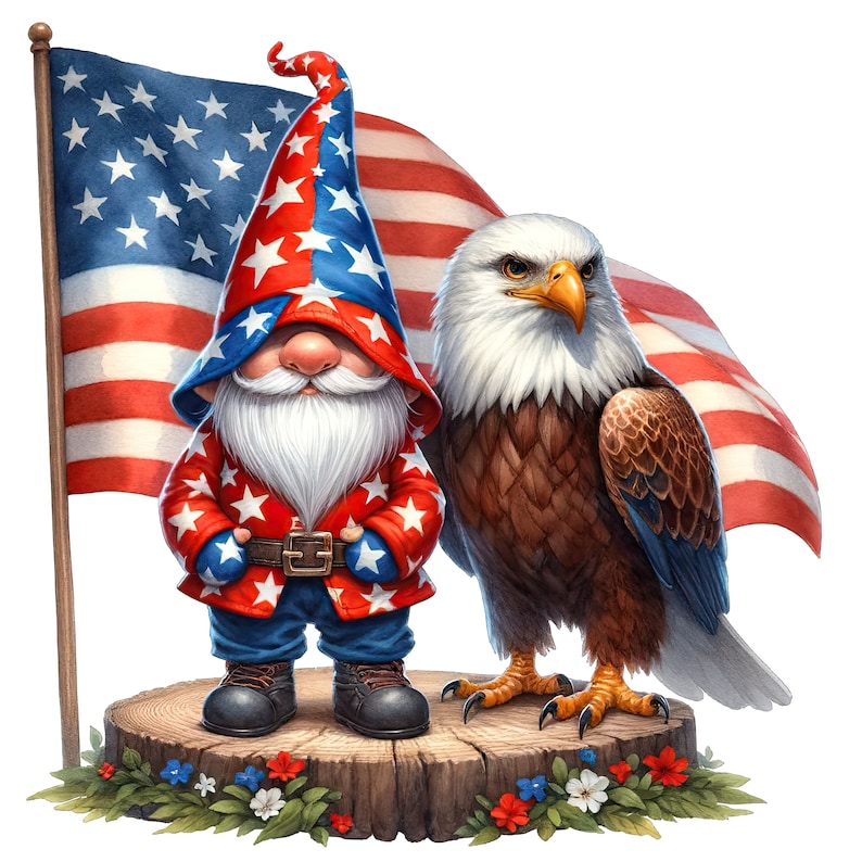 Patriotic Gnome Clipart, Patriotic Png, Veteran Gnome, 4th of July ...