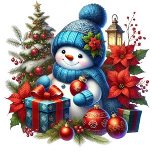 Christmas Snowman Clipart Bundle: Festive Holiday Graphics (digital ...