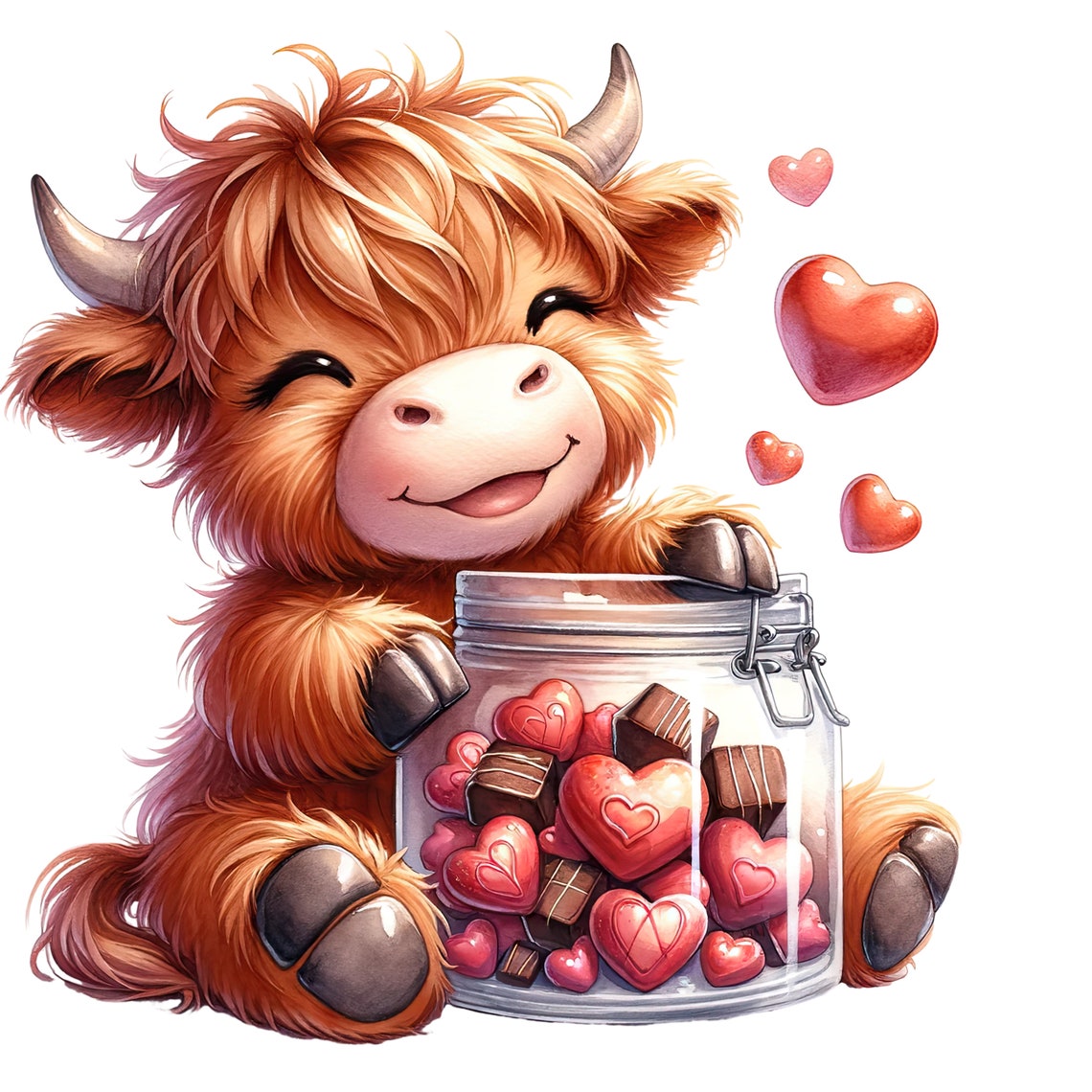 Valentines Highland Cow Clipart, Highland Cow Png,valentines Day ...