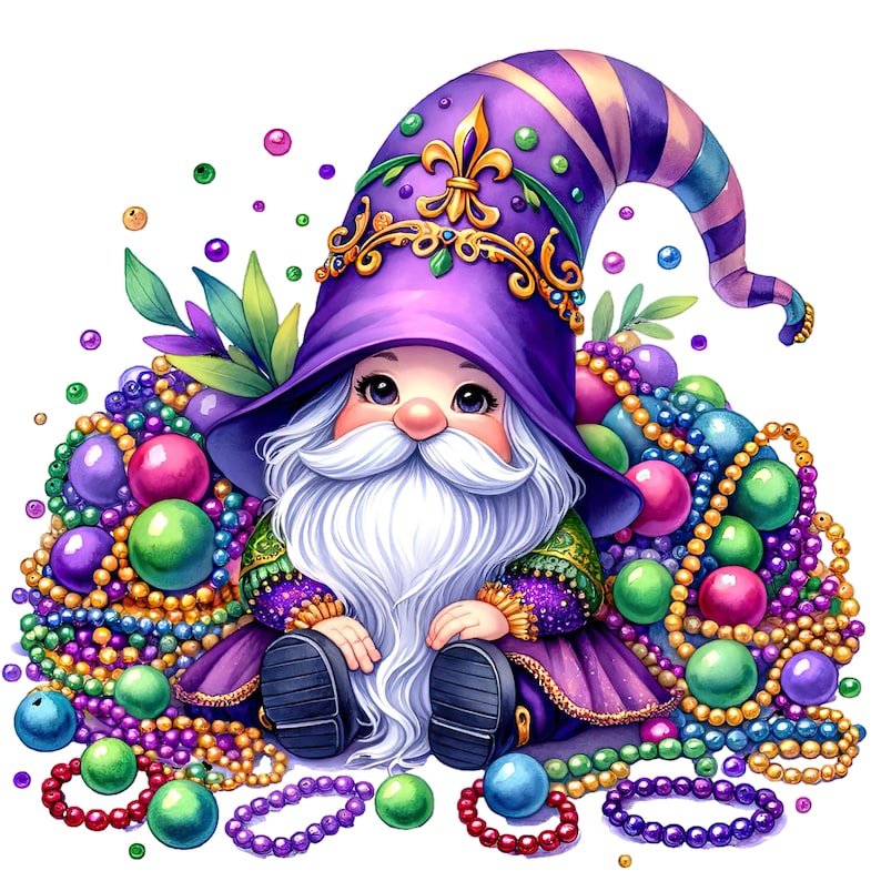 Watercolor Mardi Gras Gnome Clipart, Carnival PNG, Festive Gnomes ...