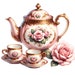 Vintage Pink Rose Teacup Clipart: Tea Party PNG Set (digital Download ...