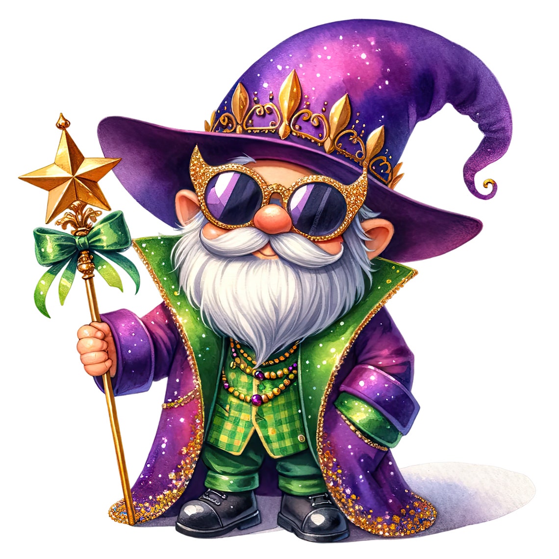 Watercolor Mardi Gras Gnome Clipart, Carnival PNG, Festive Gnomes ...