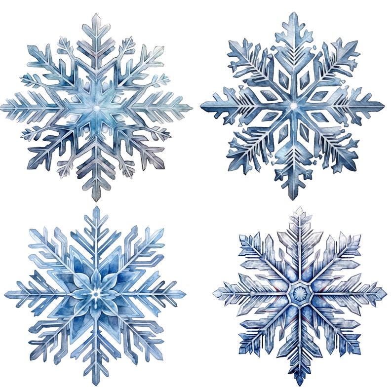 Watercolor Snowflake Clipart, Winter Clipart, Winter Snowflake Png ...