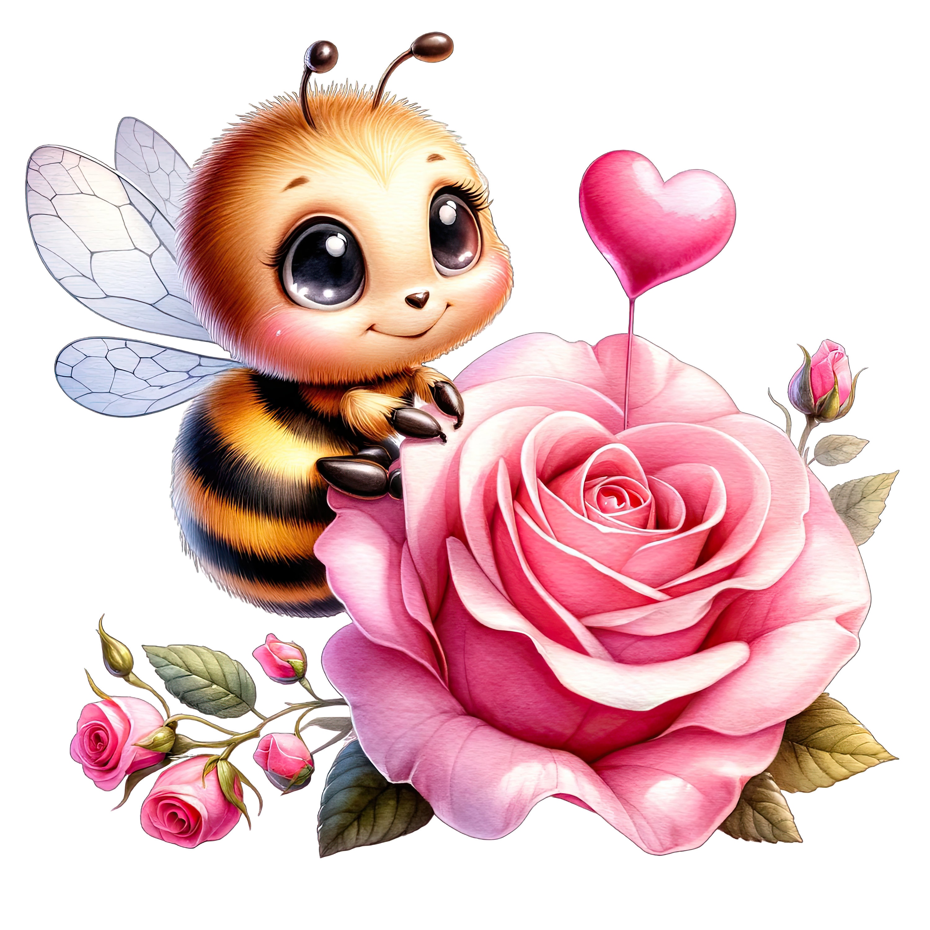 Watercolor Valentine Bee Clipart, Cute Bee Clipart, Baby Bee Png, Cute ...