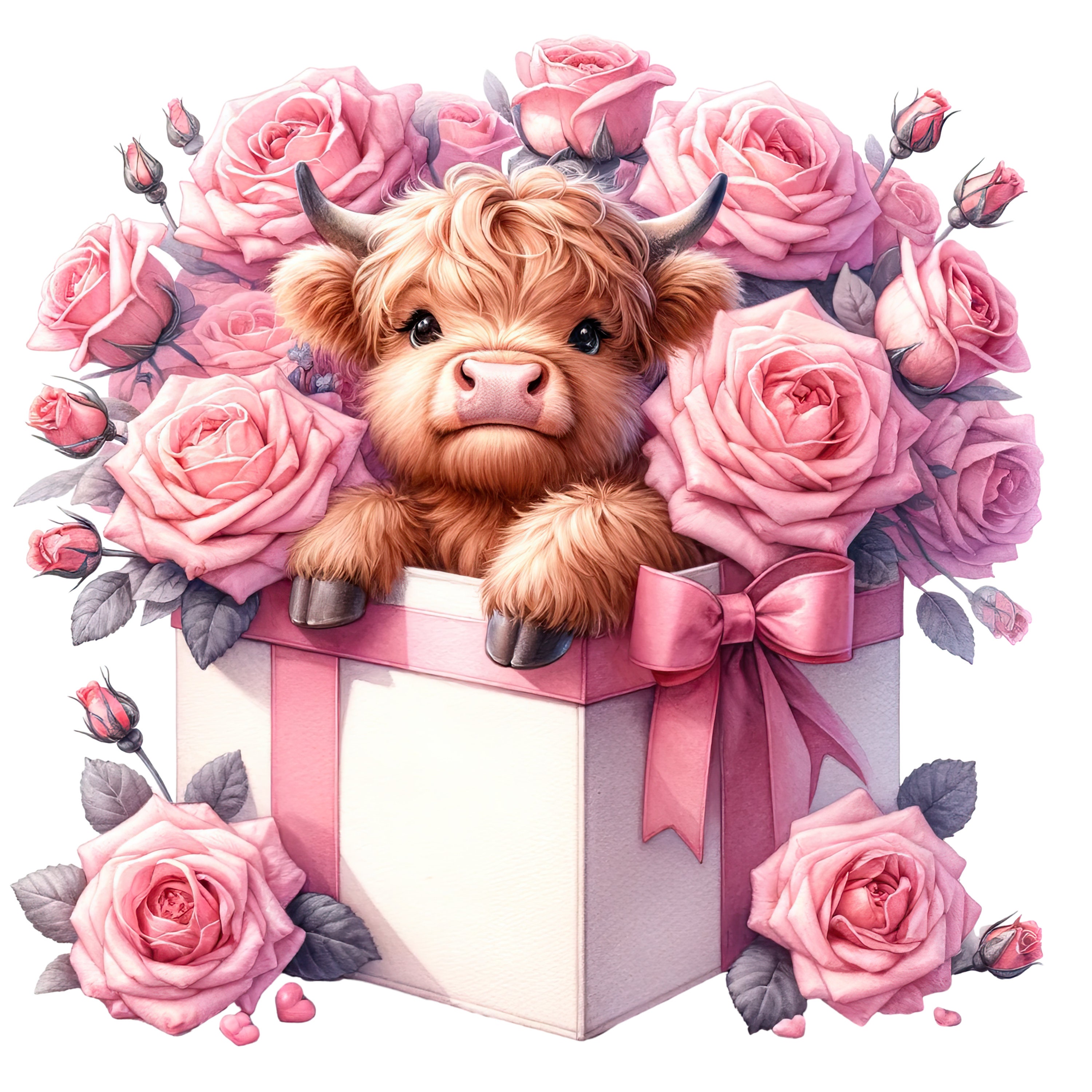 Valentines Highland Cow Clipart, Highland Cow Png,valentines Day ...