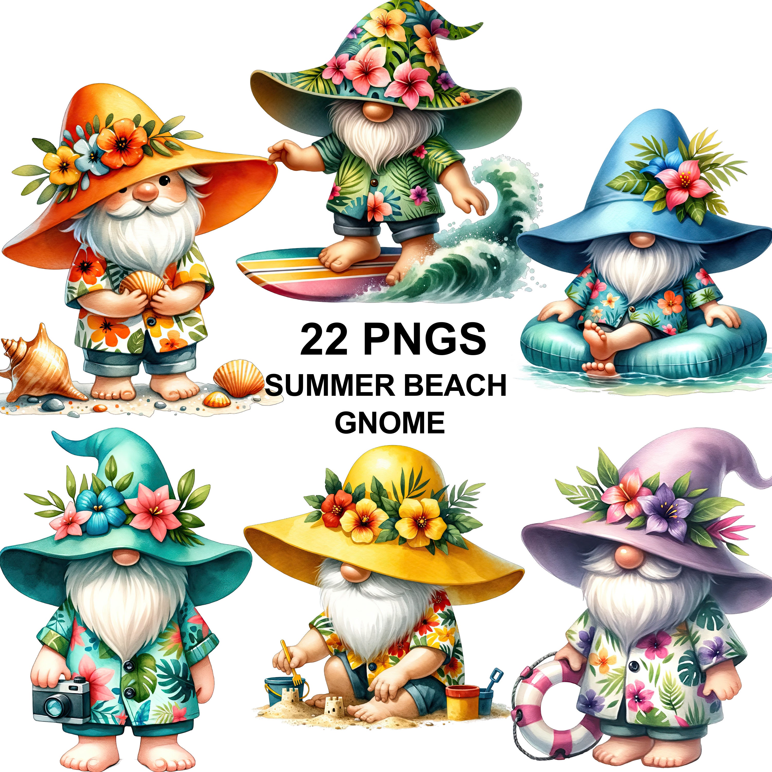 Summer Beach Gnome Clipart, Cute Gnomes Clipart, Beach Gnome Png ...