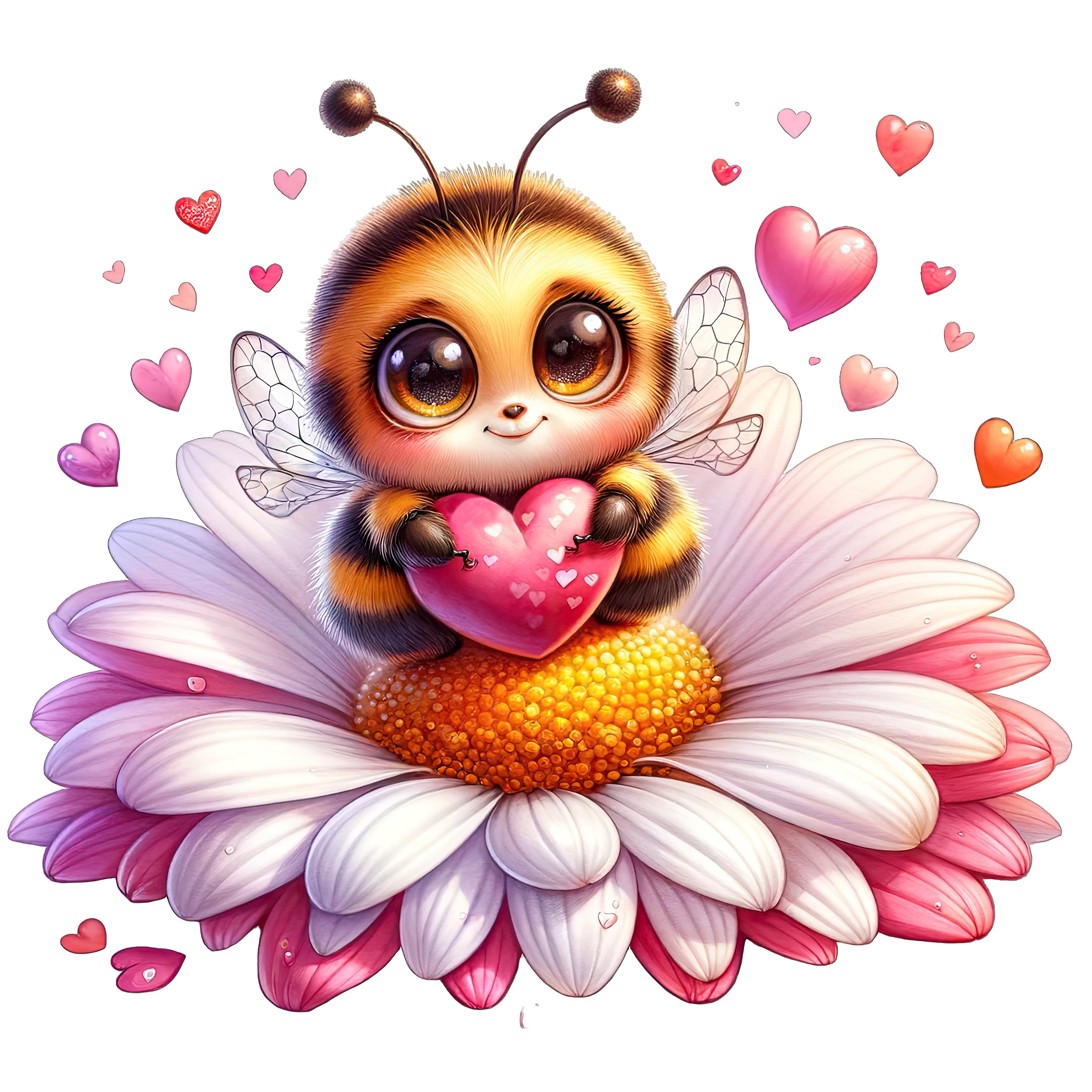 Watercolor Valentine Bee Clipart, Cute Bee Clipart, Baby Bee Png, Cute ...