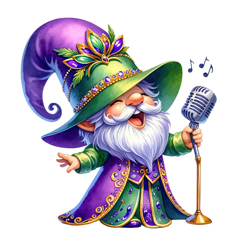 Watercolor Mardi Gras Gnome Clipart, Carnival PNG, Festive Gnomes ...