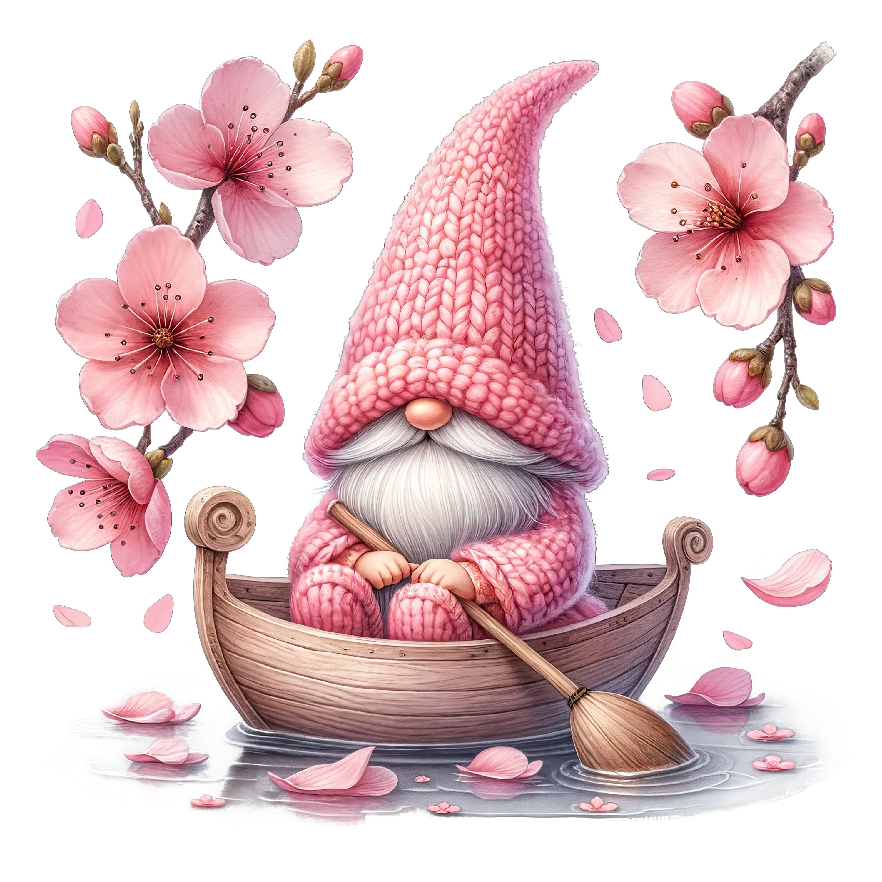 Cherry Blossom Gnome Clipart: Spring Sakura PNG (digital Download) - Etsy