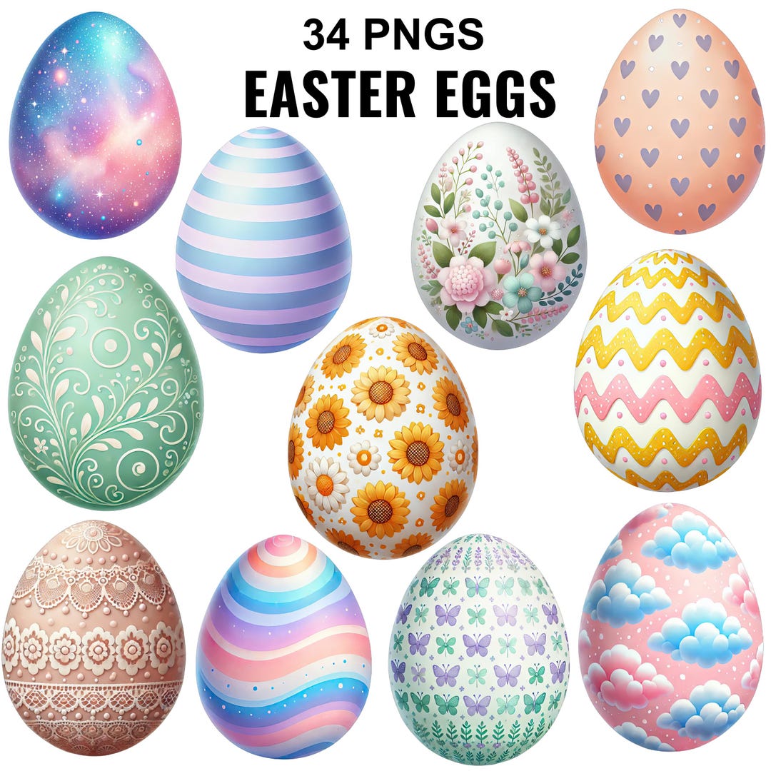 Watercolor Easter Egg Clipart: Pastel Spring Designs (PNG Digital ...