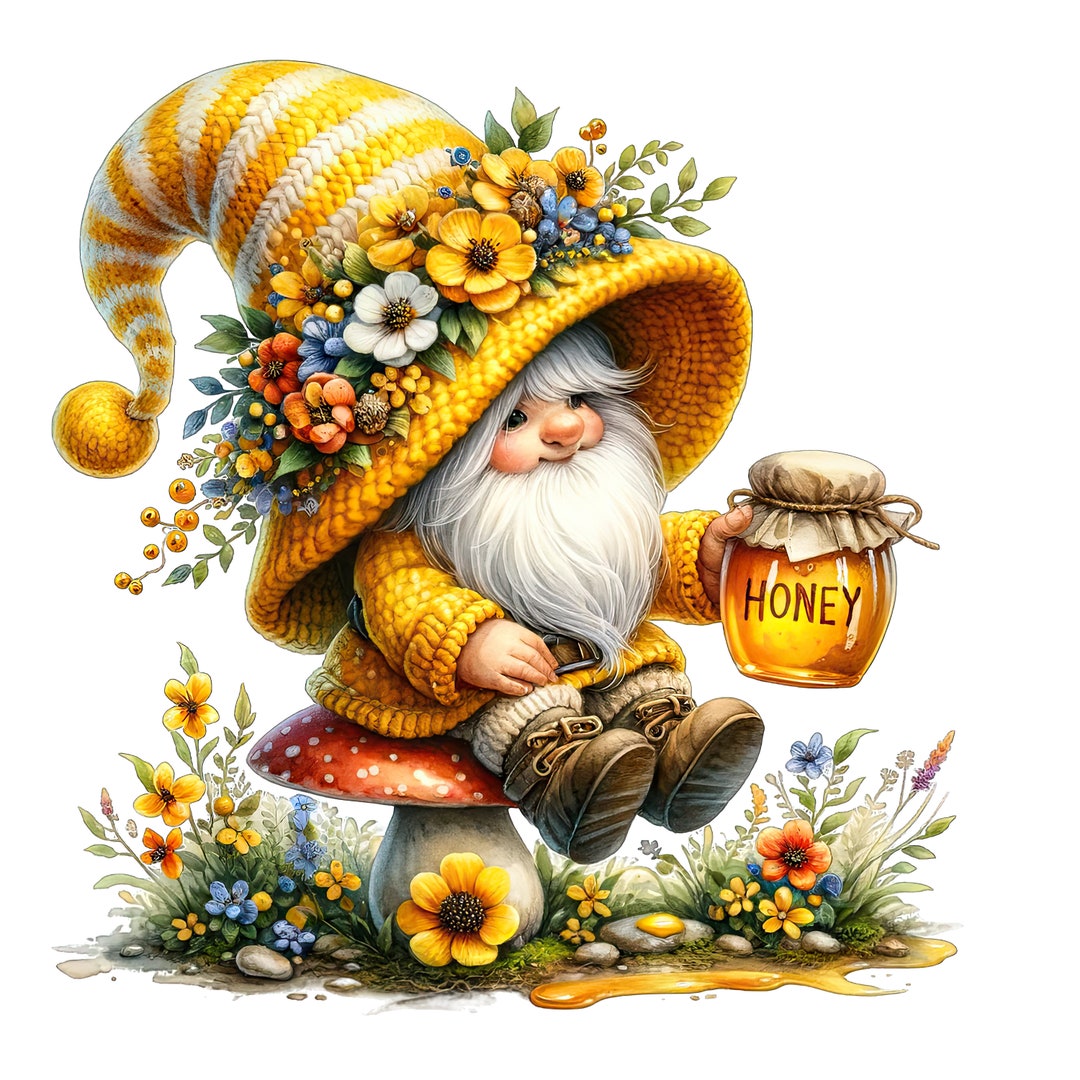 Bee Gnome Watercolor Clipart: Spring & Summer Gnomes (digital Download ...