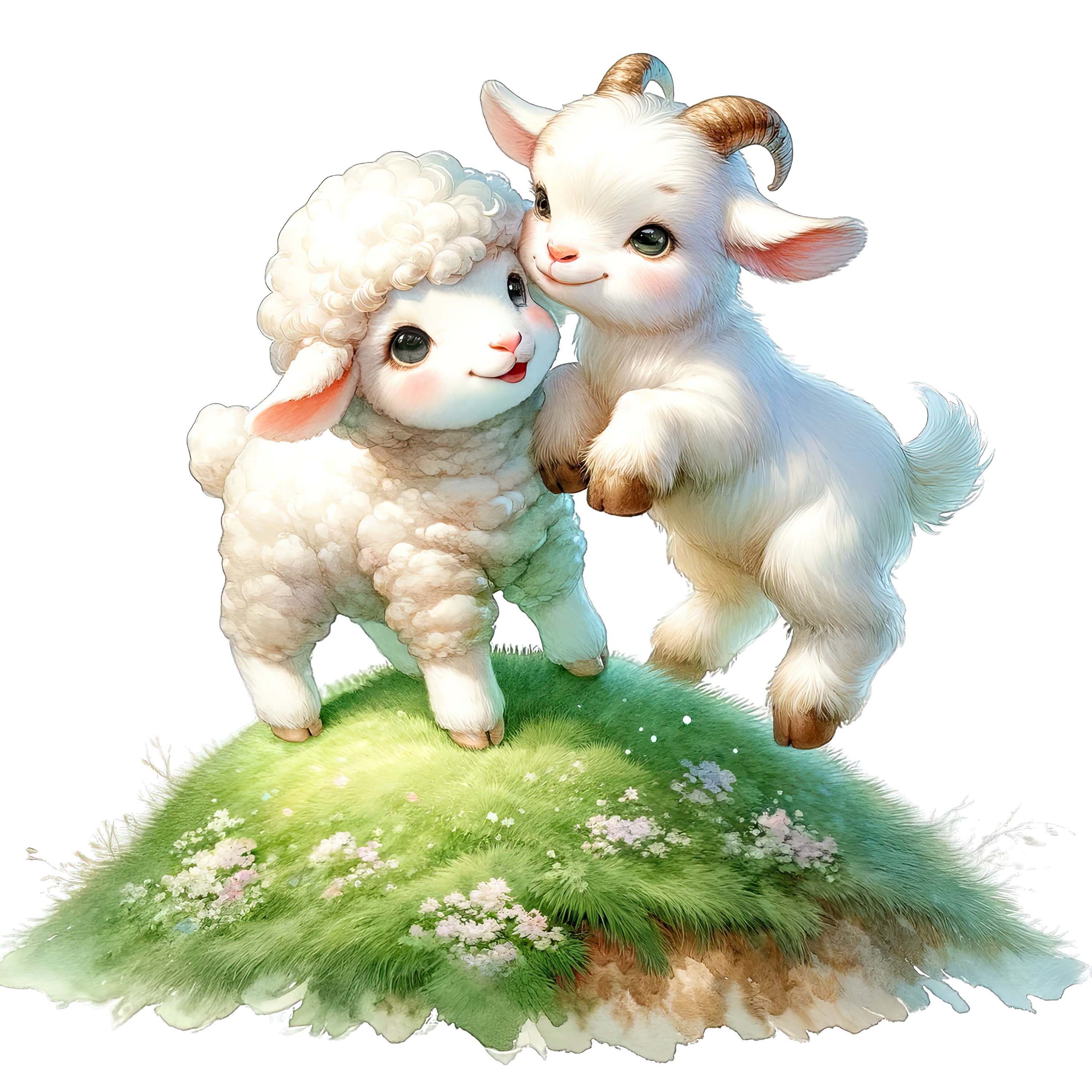 Watercolor Lamb Clipart: Spring Easter PNG Graphics (digital Download ...